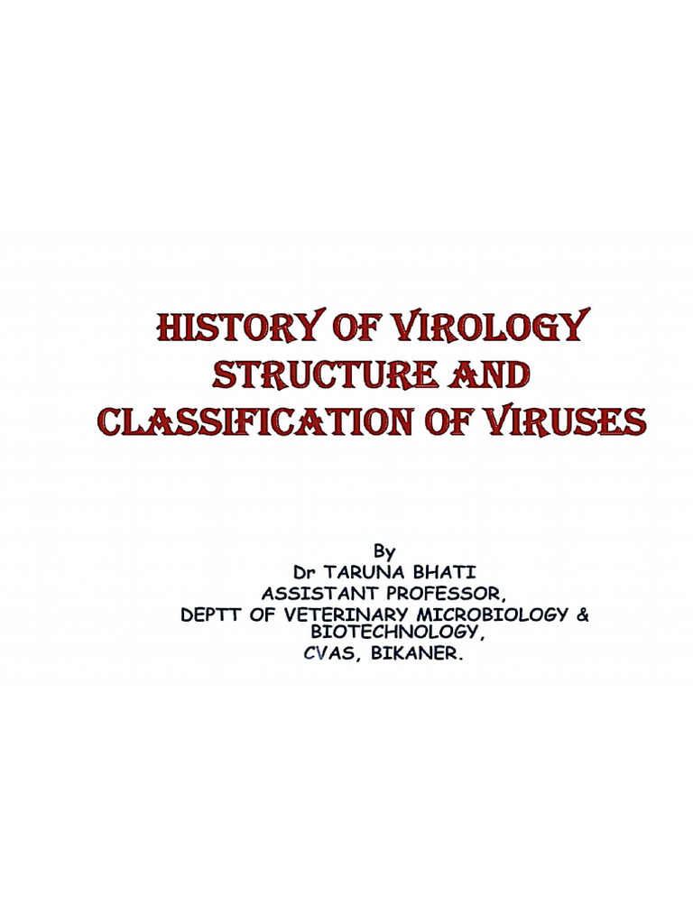 History of Virology Structure and Classification of Virus | PDF | Sense ...