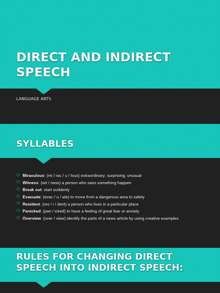 DIRECT AND INDIRECT SPEECH | PDF | Grammatical Tense | Verb