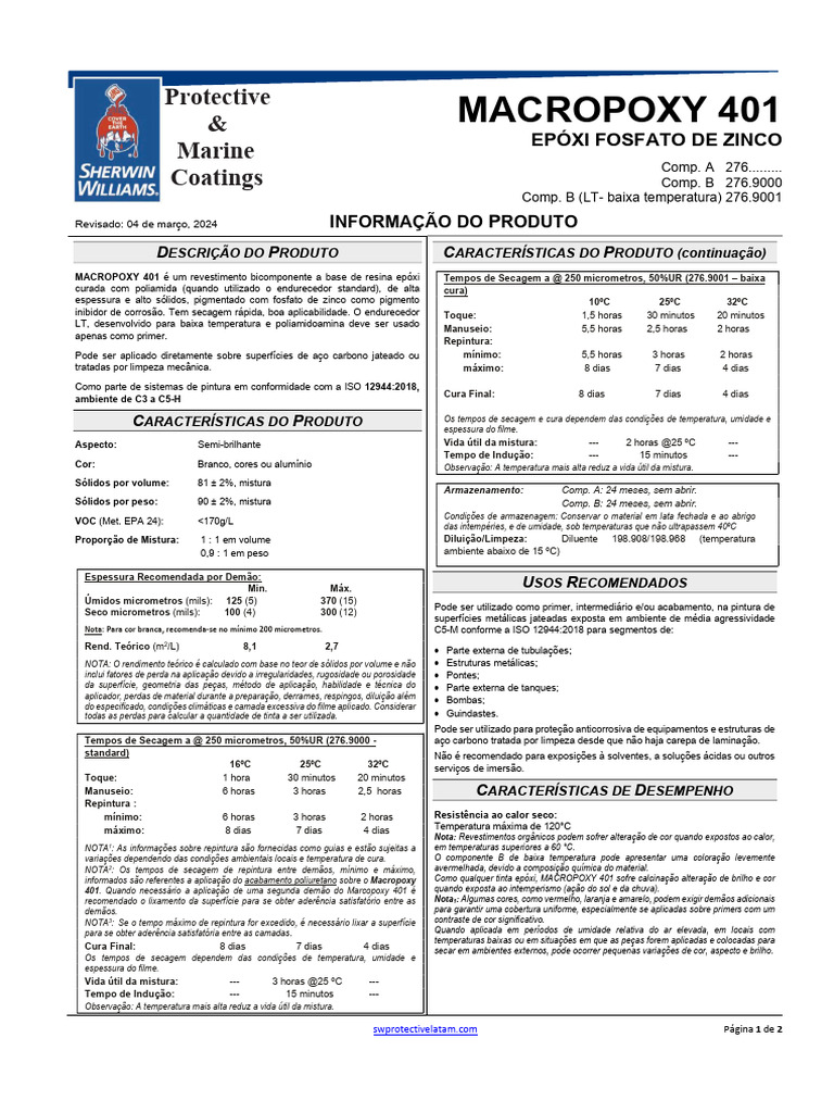 Macropoxy 401: Epóxi Anticorrosivo | PDF | Epóxi | Materiais