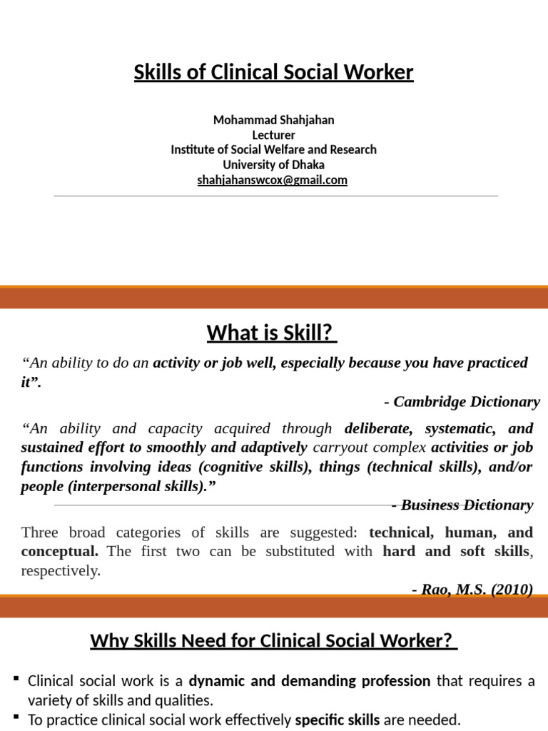 Skills of Clinical Social Worker | PDF | Skill | Nonverbal Communication