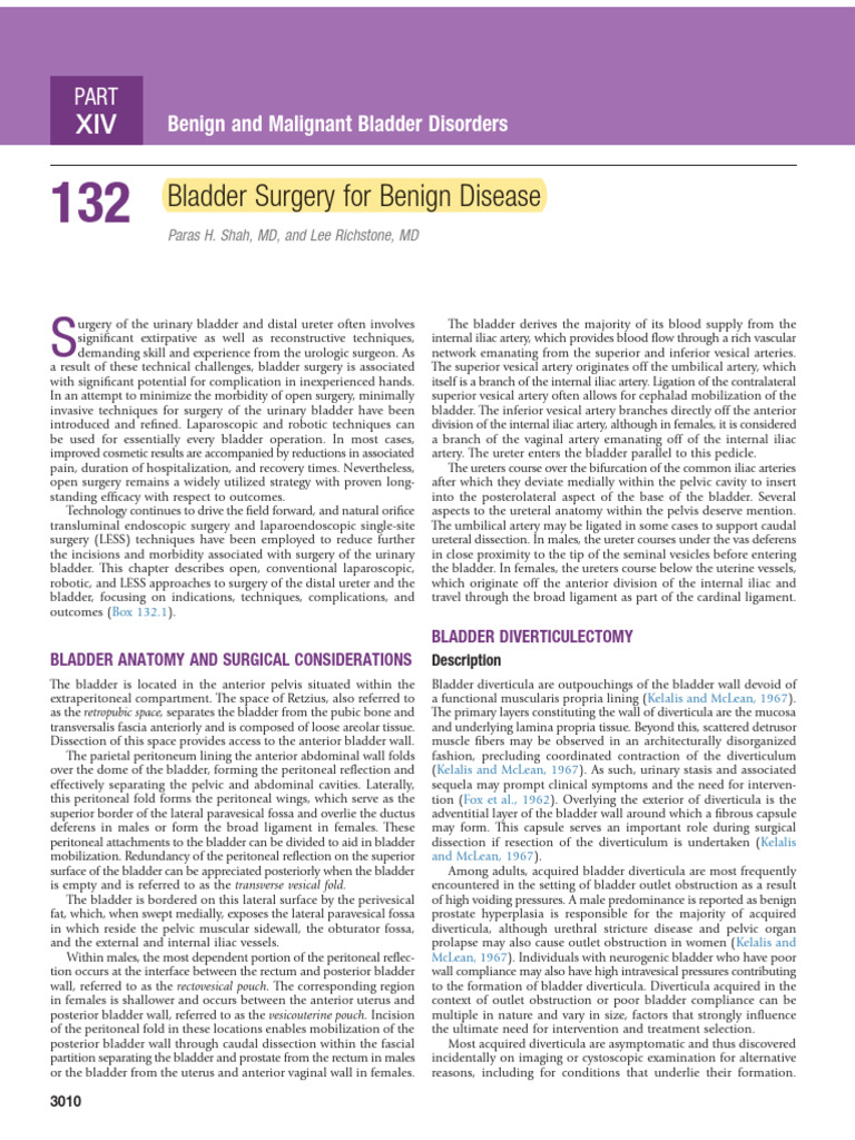 Bladder Surgery for Benign Disease | PDF | Urology | Genitourinary System