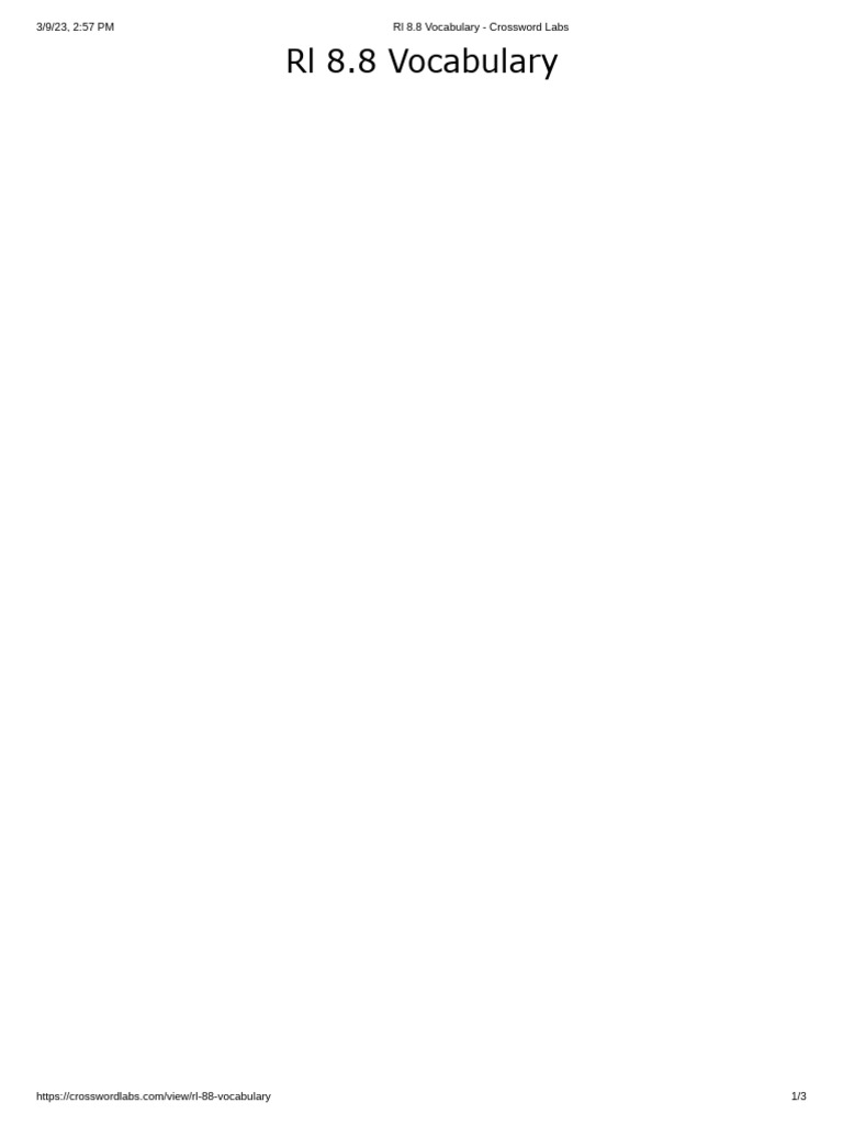 RL 8.8 Vocabulary - Crossword Labs | PDF | Argument | Reason