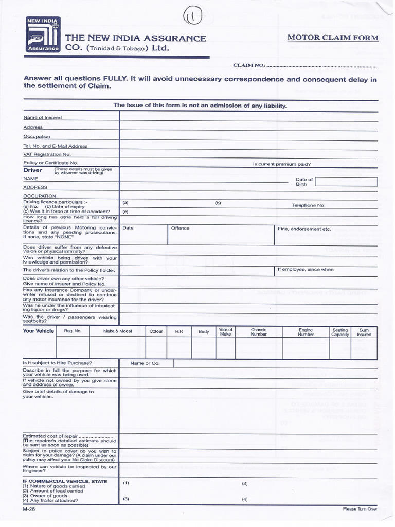 Od Claim Form | PDF