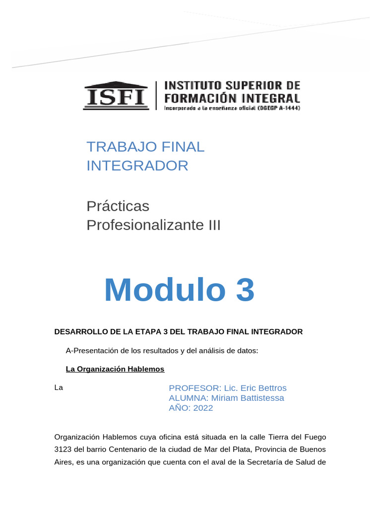 Trabajo Práct Iii Aeio M2 2022 | PDF | Adolescencia | El embarazo