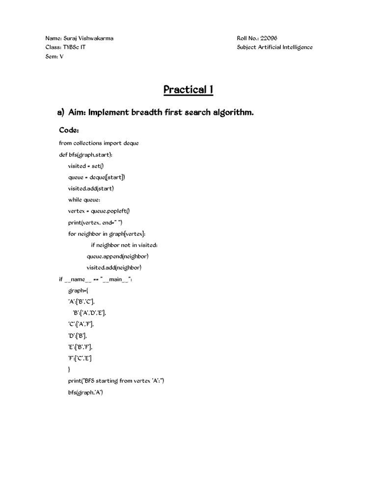 AI Practical Journal | PDF | Combinatorics | Theoretical Computer Science