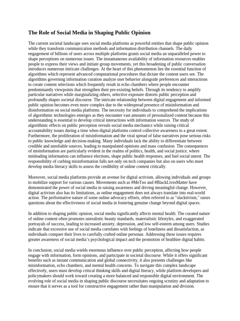 Social Media's Impact on Public Opinion | PDF | Social Media | Popular ...