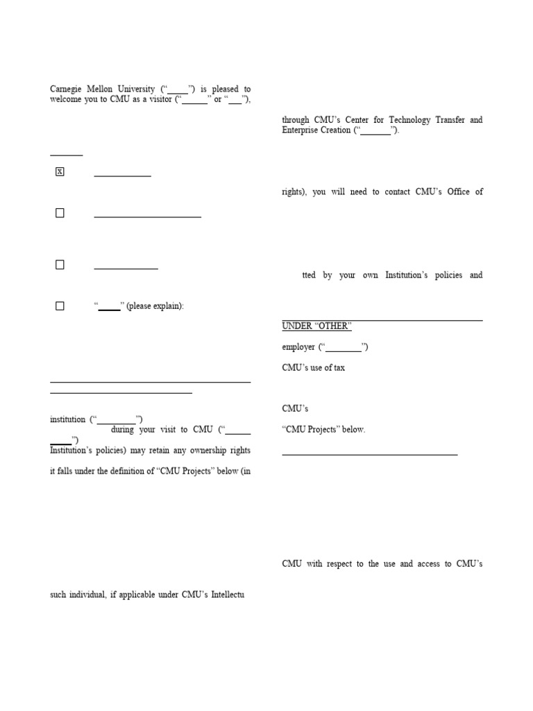 Student - Visitor TC Agreement | PDF | Carnegie Mellon University ...