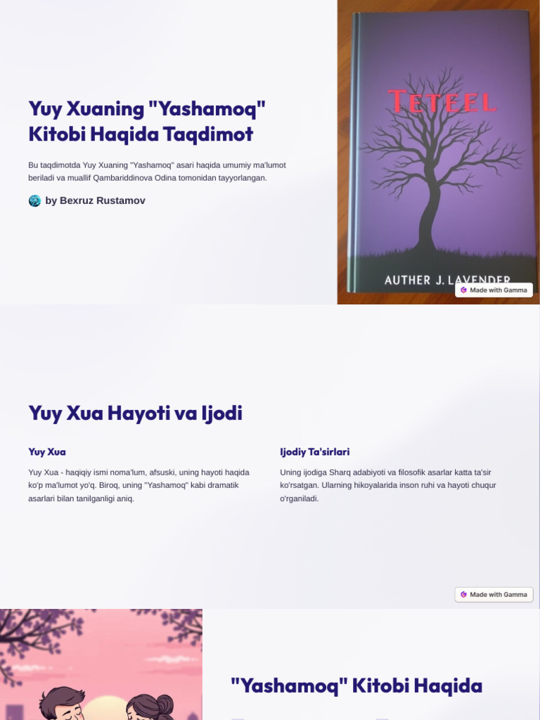 Yuy Xuaning Yashamoq Kitobi Haqida Taqdimot | PDF