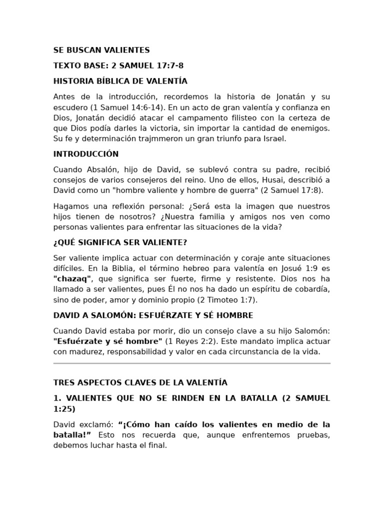 Se Buscan Valientes | PDF | David | Valor