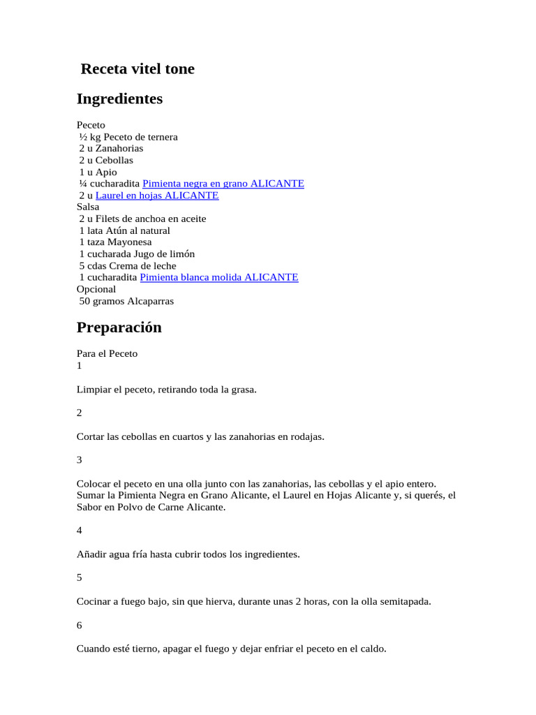 Receta Vitel Tone | PDF