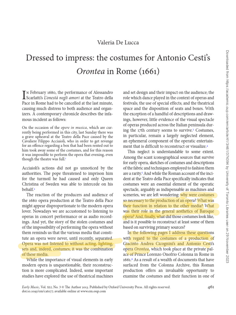 Oronta Costumes | PDF | Opera | Mask