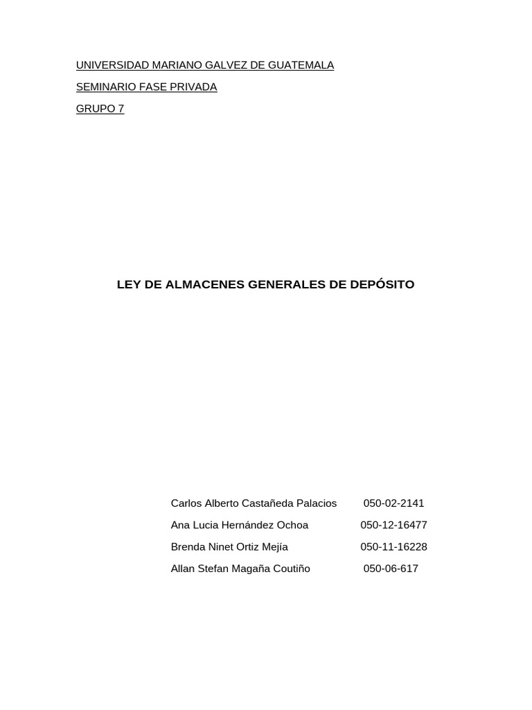 Ley Almacenes Generales Deposito | PDF | Bancos | Guatemala