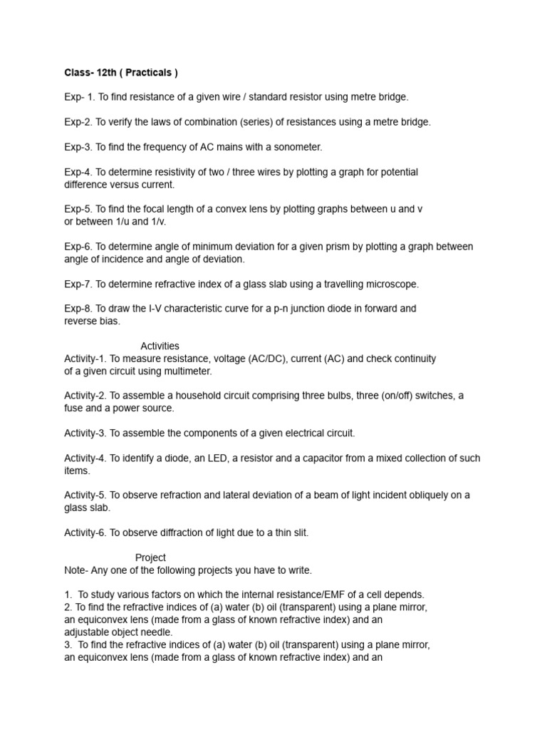 Class - 12th (Practicals) | PDF