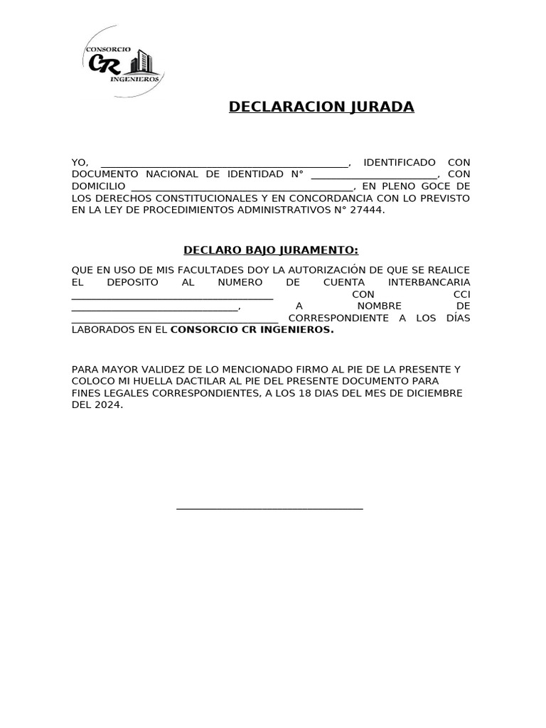 Declaracion Jurada | PDF