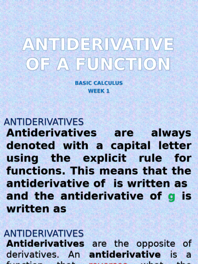 Antiderivative of A Function | PDF | Integral | Function (Mathematics)