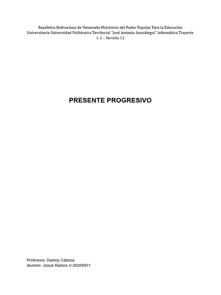 PRESENTE PROGRESIVO | PDF | Verbo | Asunto (gramática)