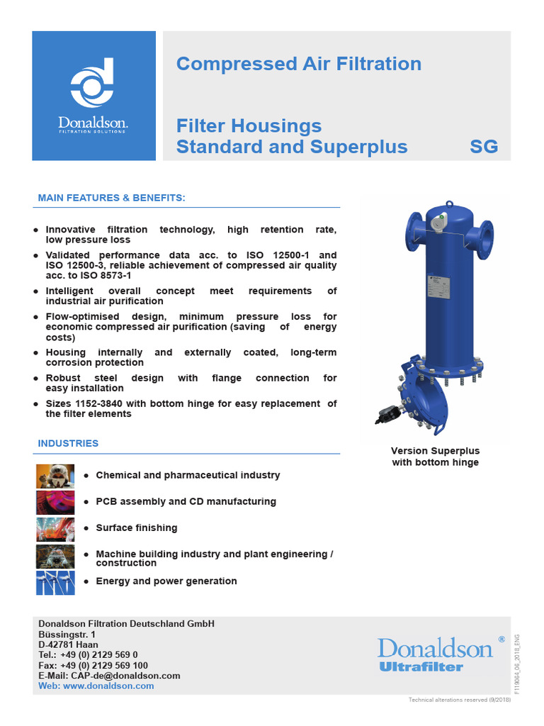 SG Industrial Filter Housings | PDF | Filtration | Water Purification