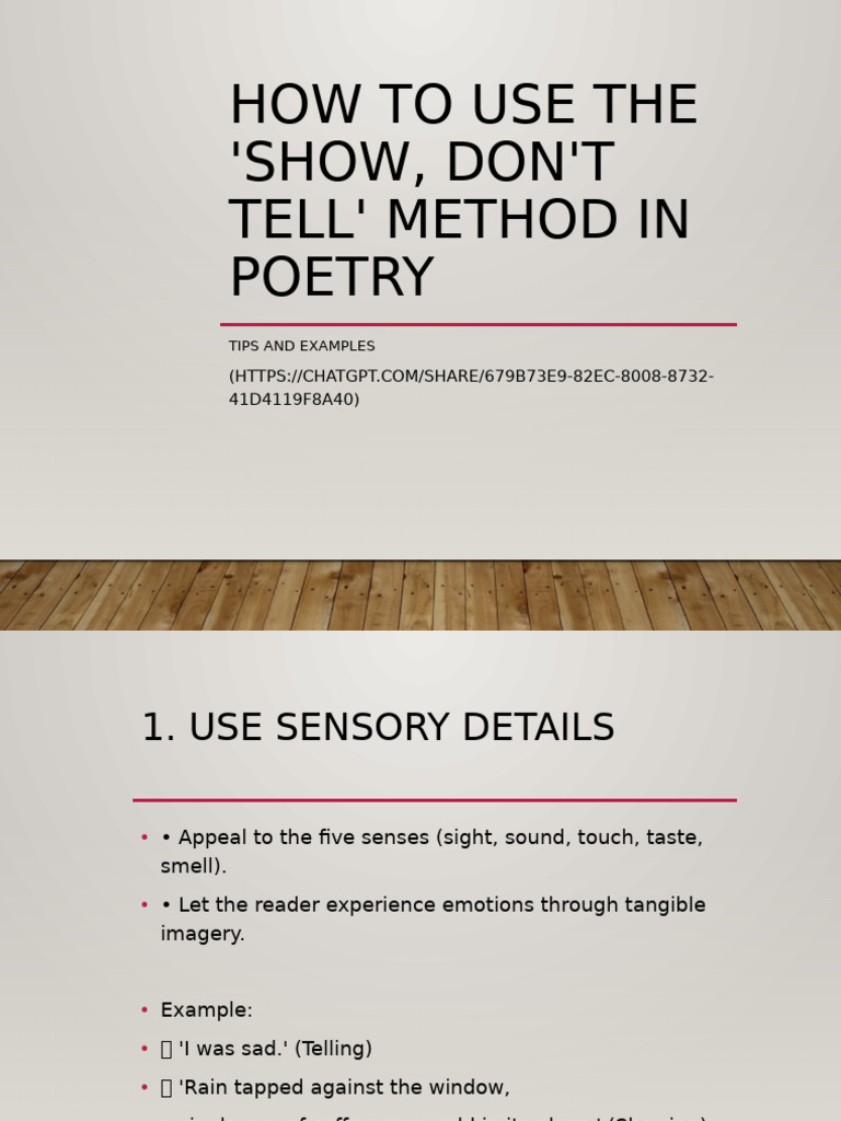 Show Dont Tell Poetry | PDF
