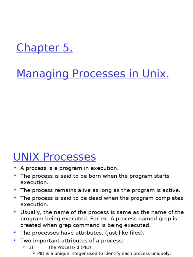 Chapter 5 Process Managment in Unix | PDF | Process (Computing ...