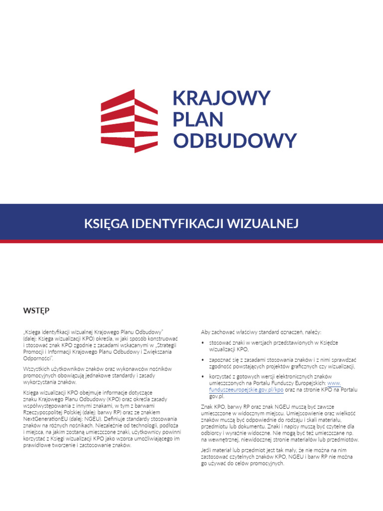 Księga Identyfikacji Wizualnej KPO | PDF