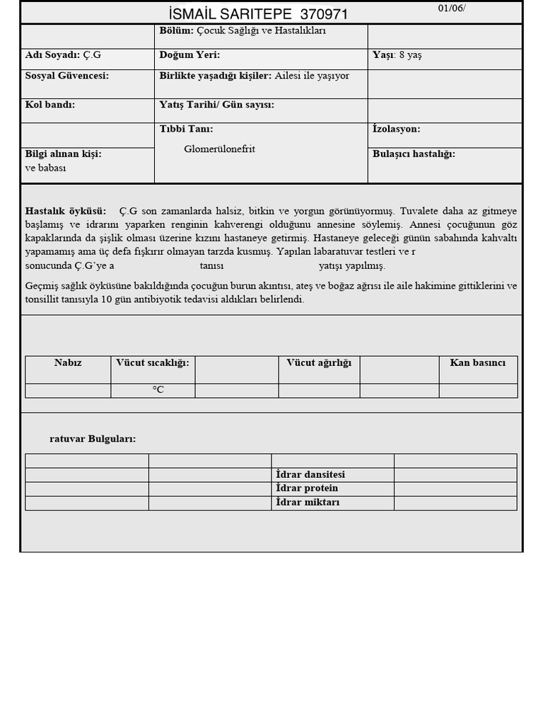 İsmai̇l Saritepe Vaka 2 | PDF