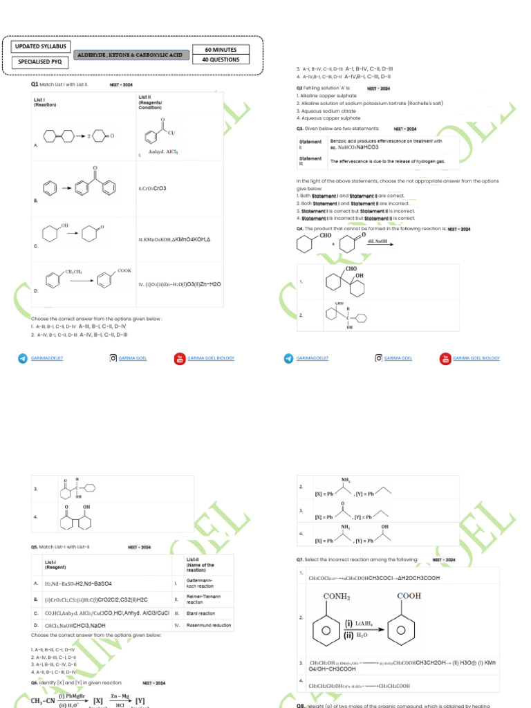 aldehyde and ketones pyq sorted | PDF | Ketone | Aldehyde