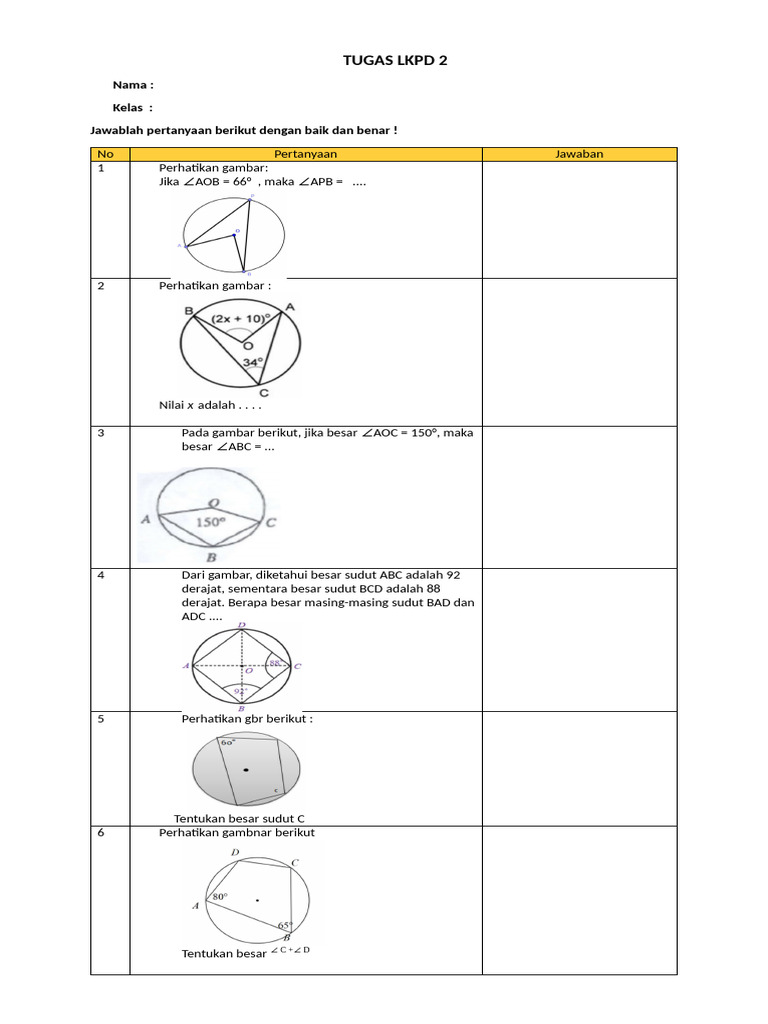 LKPD Sudut Pusat Dan Tali Busur | PDF