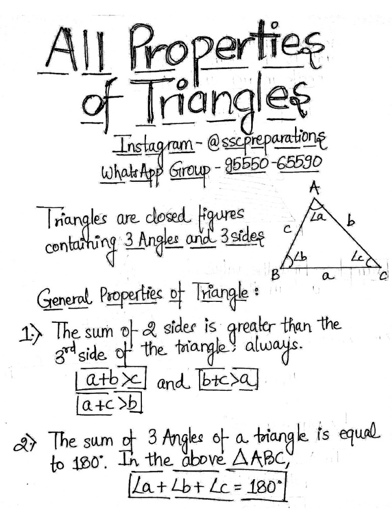 Triangles Notes + Solved PYQs + Practice Questions Sample | PDF