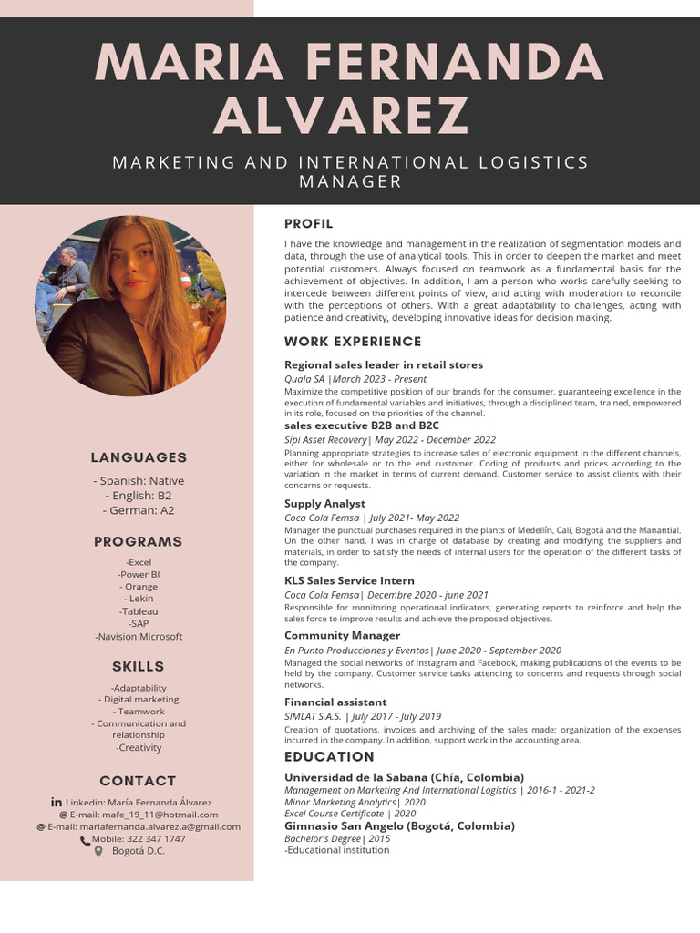 CV - María Fernanda Álvarez | PDF | Sales | Retail