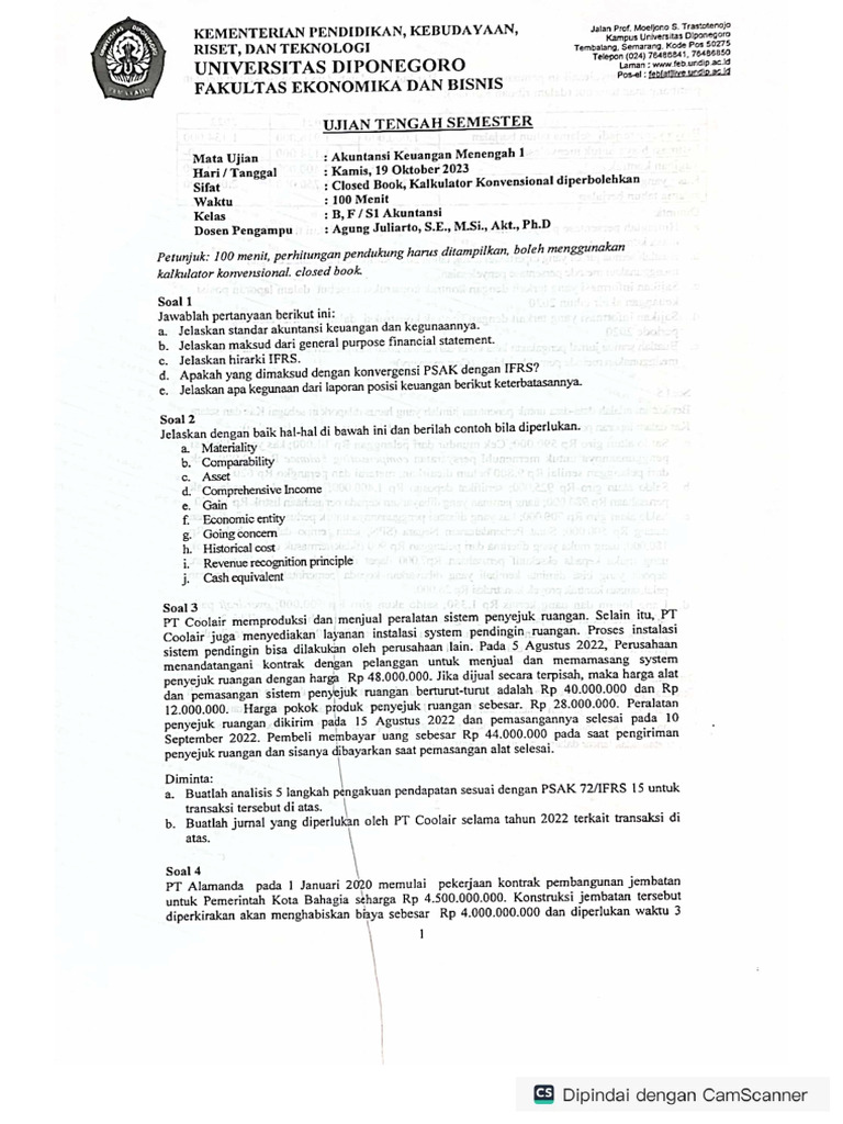 Soal UTS AKM 1 - Pak Agung | PDF