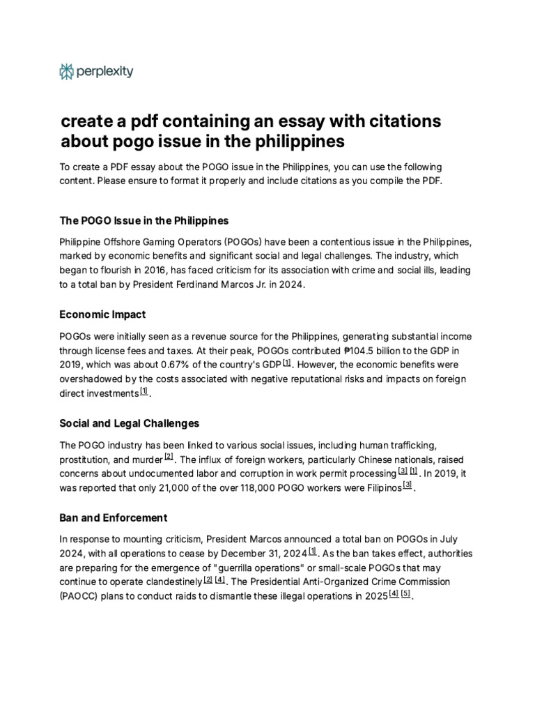POGO Essay in The Philippines | PDF | Crimes | Crime & Violence