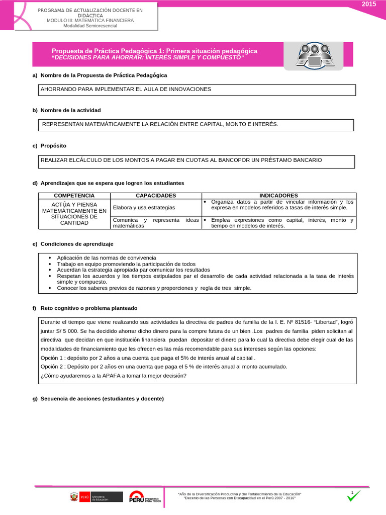 MatFin Sec PPP1 Chuquiruna Ana | PDF | Interés | Tasas de interés