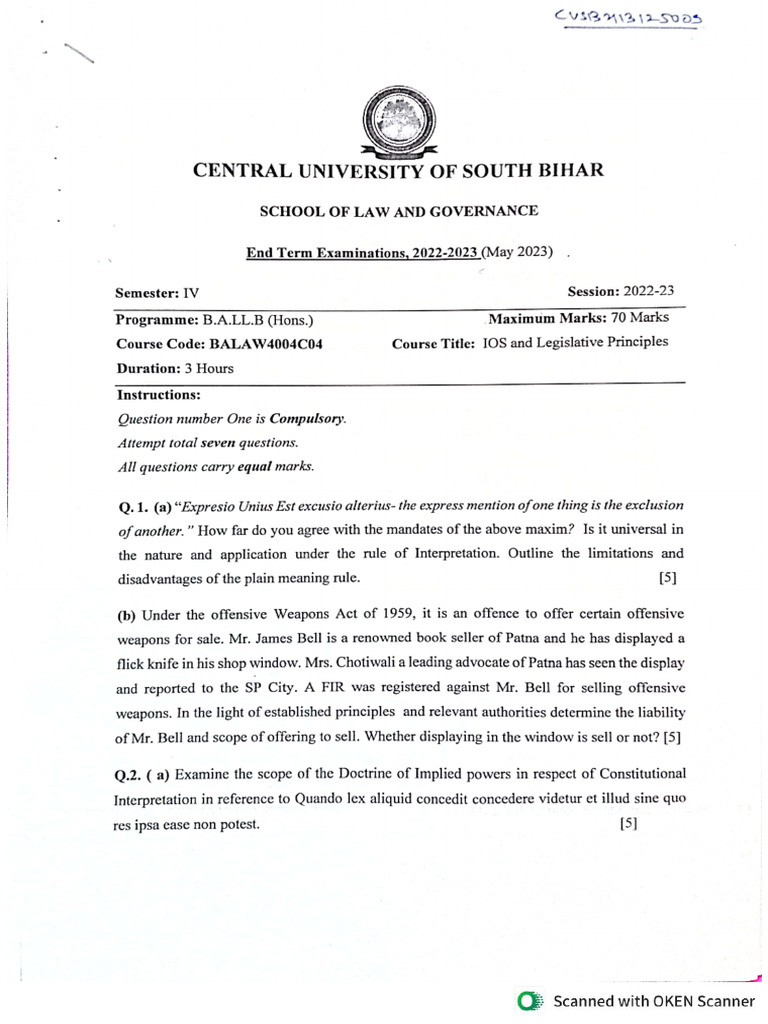 Ios End Sem Question Paper | PDF