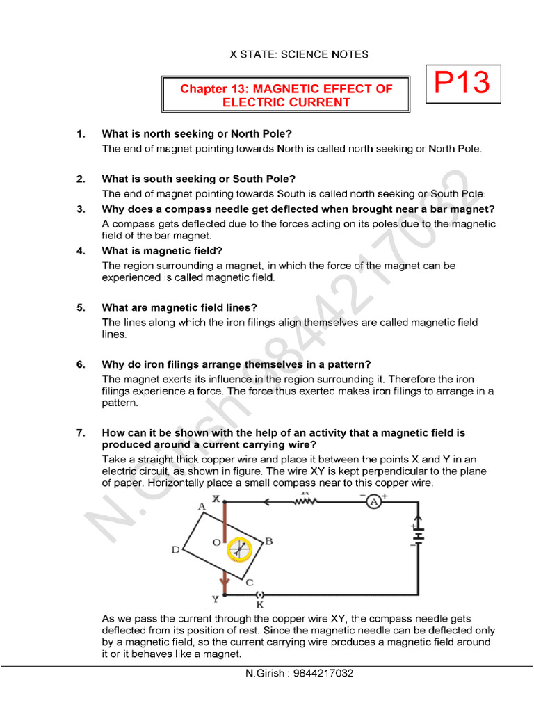 10 Science Chp 13 Magnetic Effect Stf | PDF