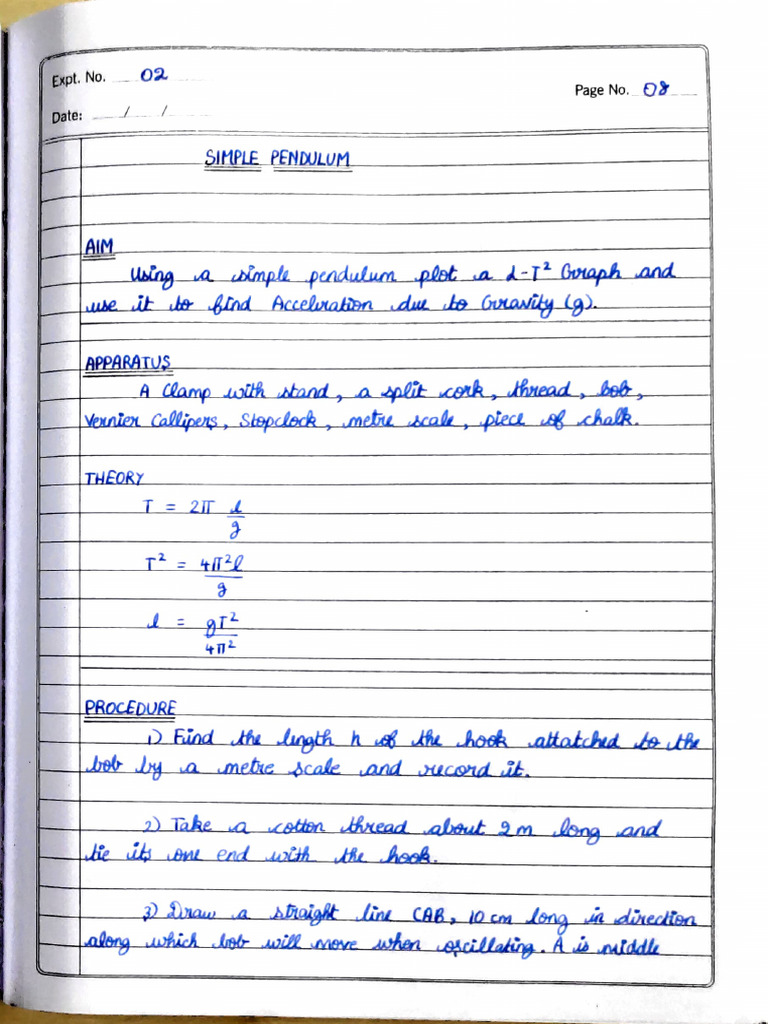 Experiment 2 - Simple Pendulum | PDF