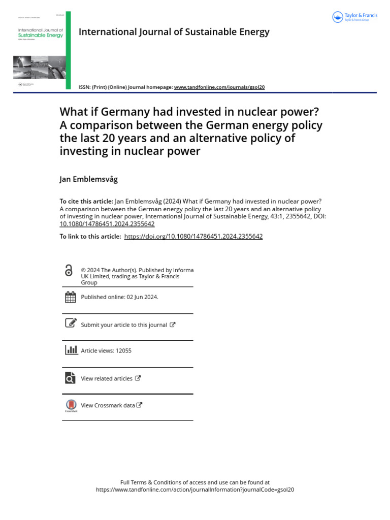 What If Germany Had Invested in Nuclear Power A Comparison Between The German Energy Policy The ...