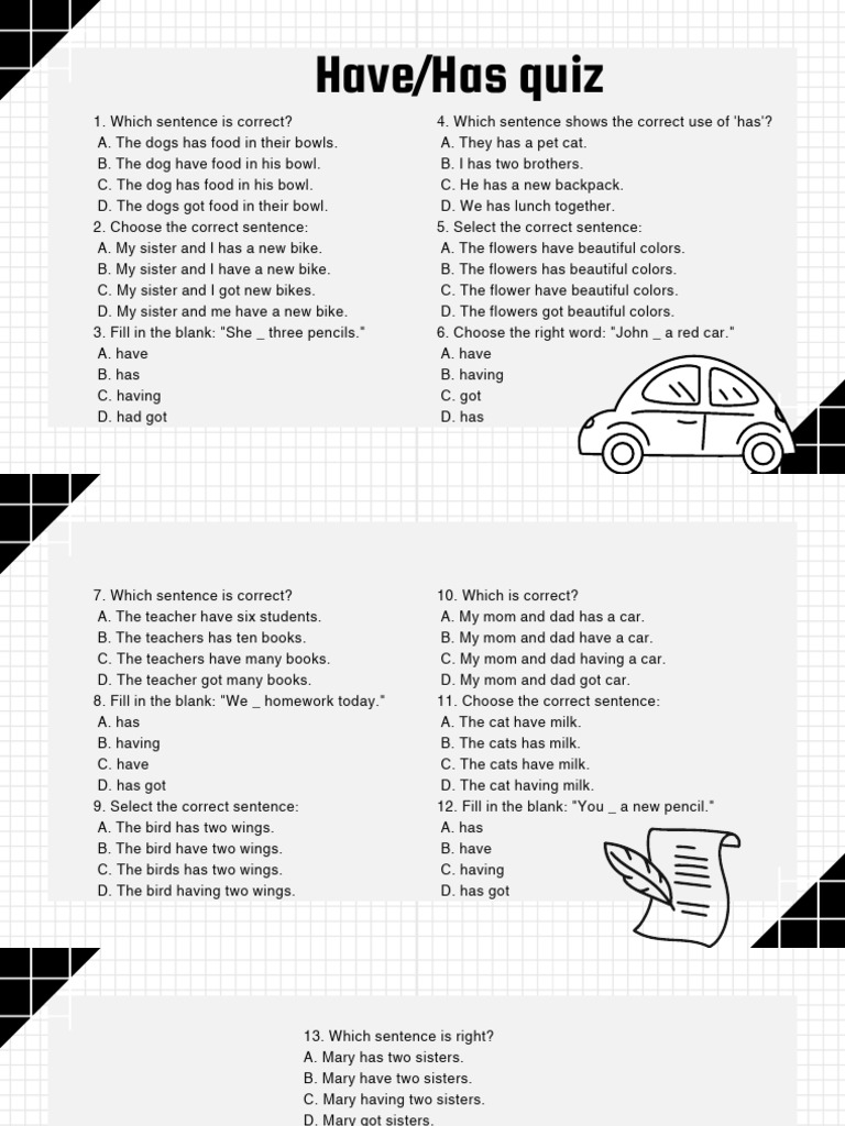 Have:Has quiz | PDF | Animals And Humans