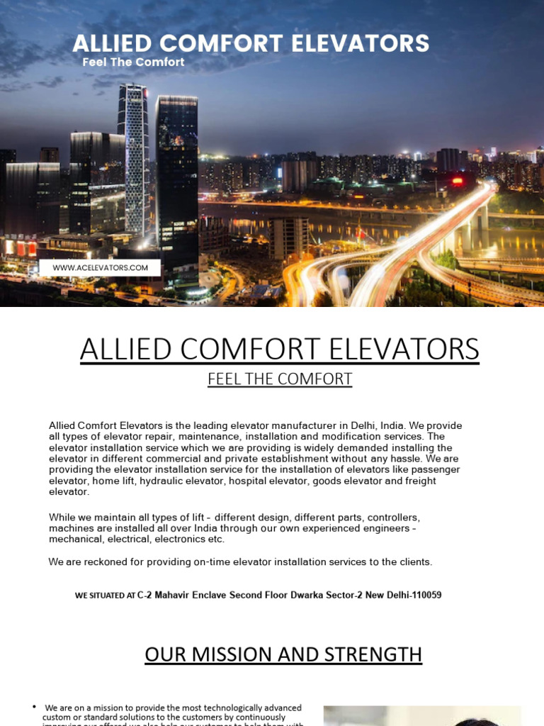 ALLIED COMFORT ELEVATORS | PDF | Elevator | Manufactured Goods