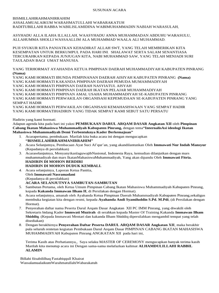 Susunan Acara Seminar KW Imm | PDF