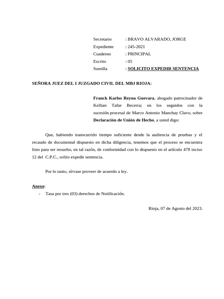 Solicito Expedir Sentencia | PDF