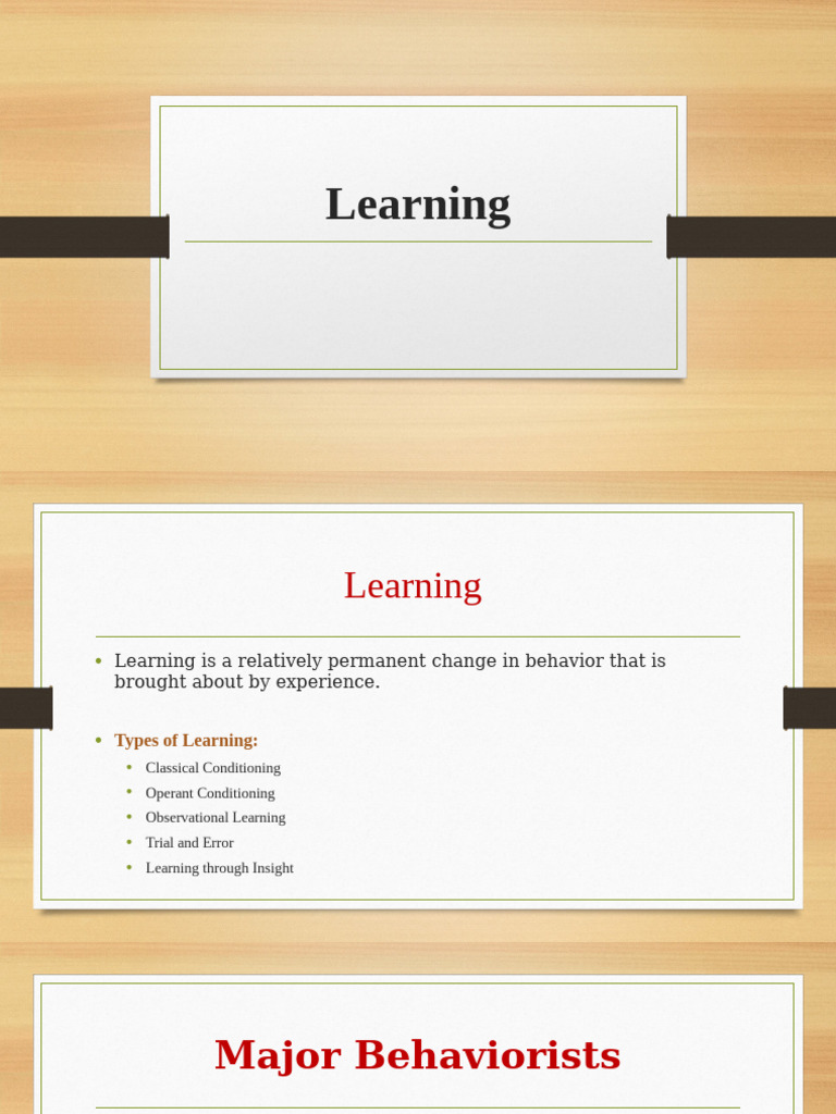 Psychology Learning | PDF | Classical Conditioning | Reinforcement