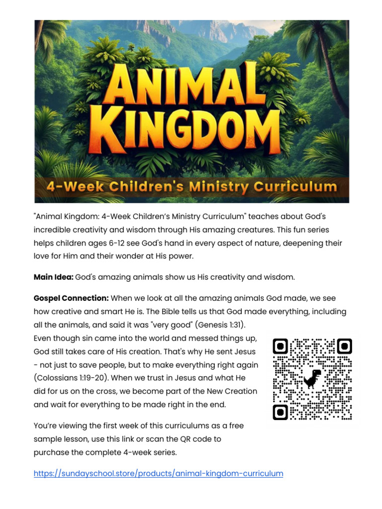 Animal Kingdom Sample - Sunday School Store | PDF | Resurrection Of ...