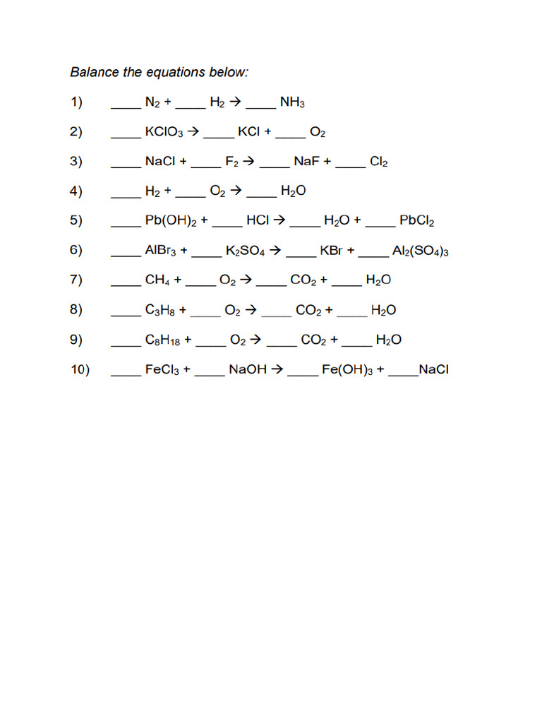 Balancing Equations | PDF