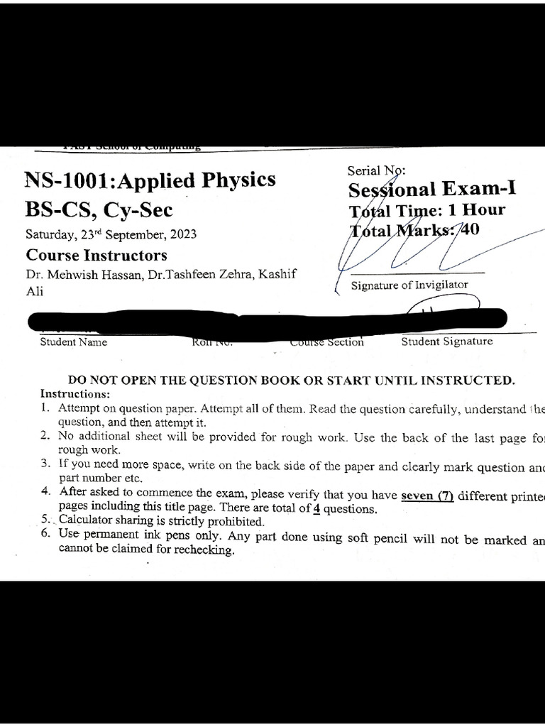 Applied Physics Sessionals Fall'23 | PDF