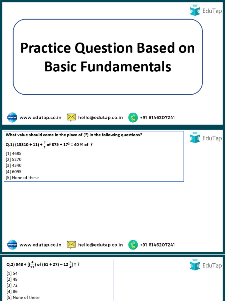 Math Practice Questions and Solutions | PDF