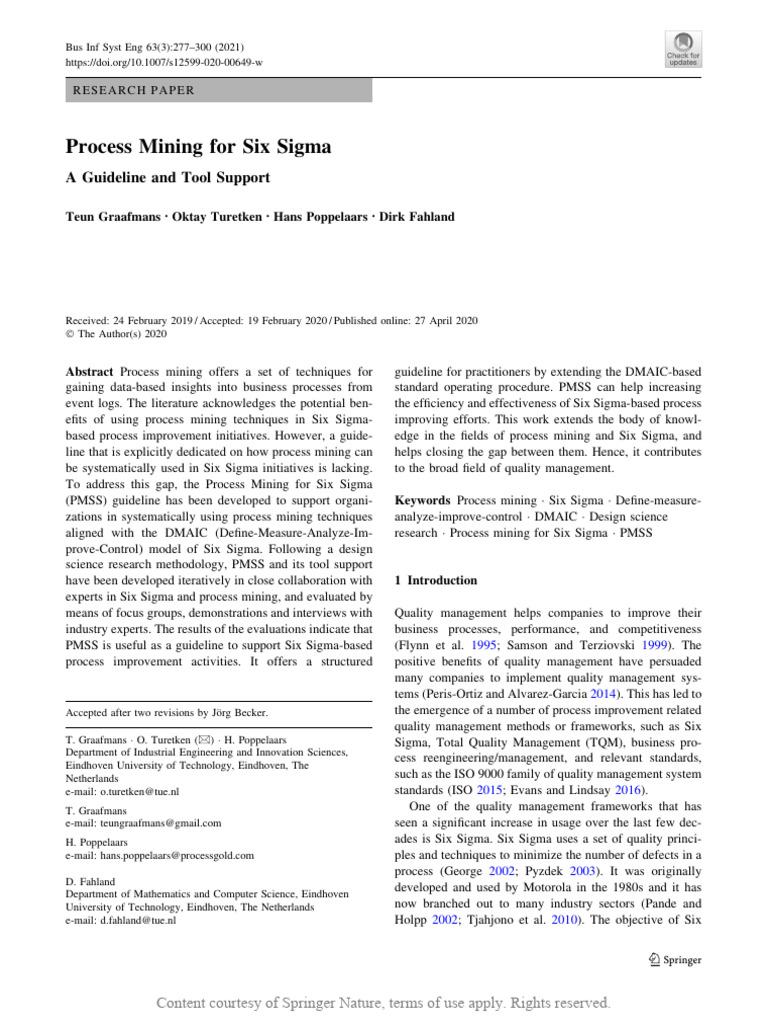 Process_Mining_for_Six_Sigma_A_Guideline_and_Tool_ | PDF | Six Sigma ...