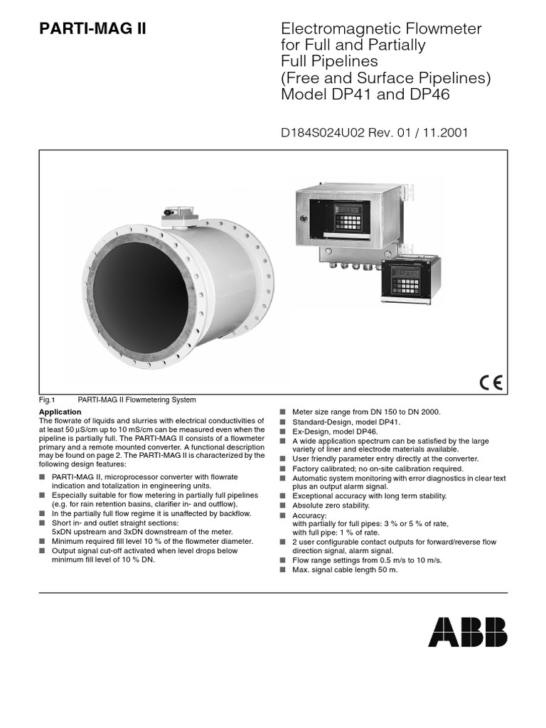 ABB Partial Full Pipe Mag Meter | PDF | Flow Measurement | Mechanical ...