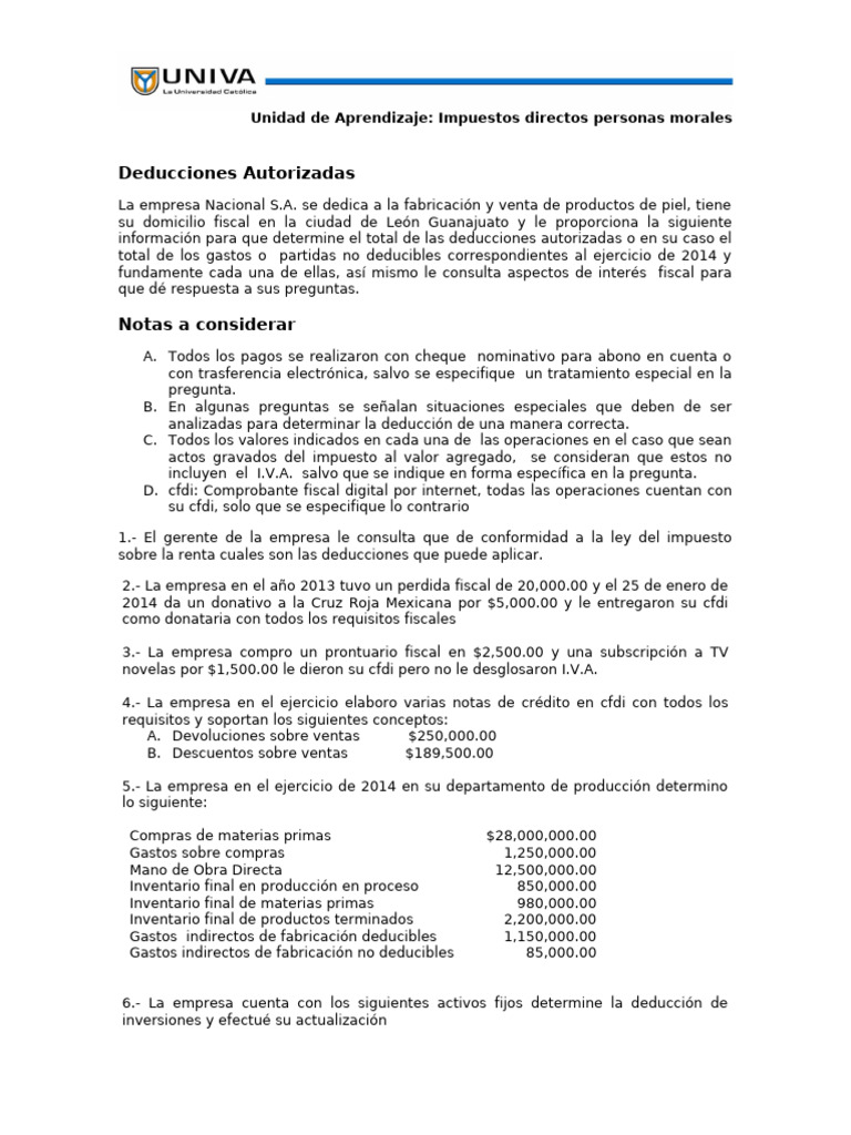 Caso_Actividad3 | PDF | Impuestos | Impuesto sobre la renta