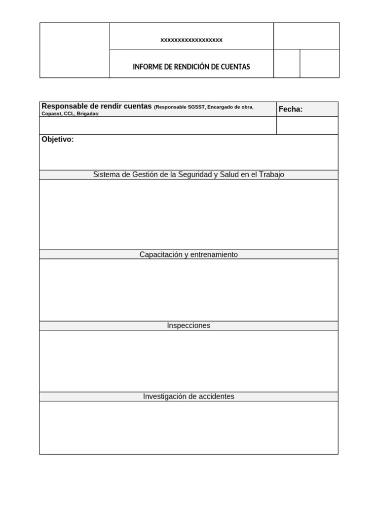 Formato Informe de Rendicion de Cuentas General | PDF