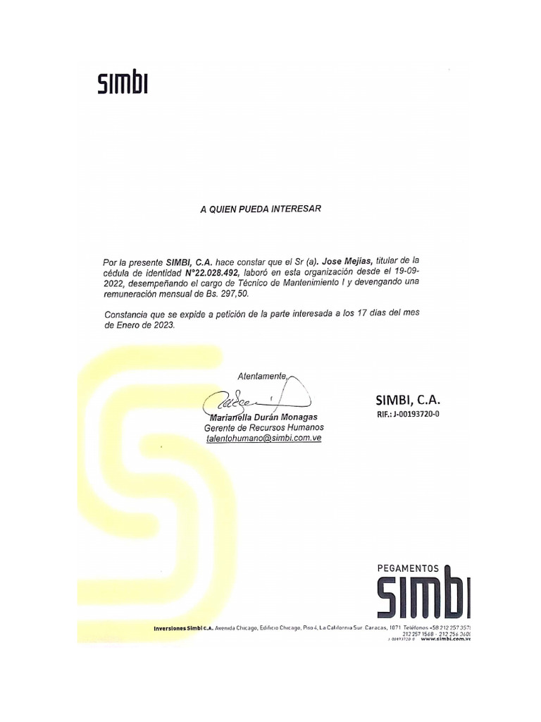 carta simsi | PDF